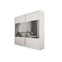 SCHWEBET&Uuml;RENSCHRANK AZZURRA 200/216/61 cm 2-t&uuml;rig mit Spiegel Wei&szlig;