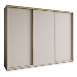 SCHWEBET&Uuml;RENSCHRANK NISSE 250/205/60 cm 3-t&uuml;rig mit Schubladen Kaschmir
