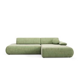 ECKSOFA DELTA R-S Gr&uuml;n Geflochtener Stoff mit Schlaffunktion