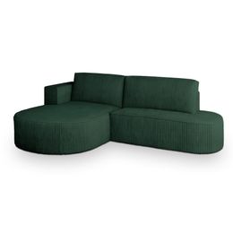 ECKSOFA CORTIO P L-S Gr&uuml;n Kordstoff mit Schlaffunktion