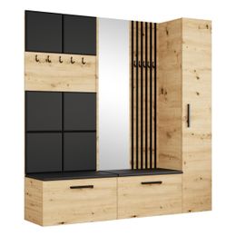 GARDEROBENSCHRANK MODULO 201,2/204/40 cm Modern Garderobe-Set Eiche Artisan