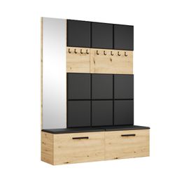 GARDEROBENSCHRANK MODULO 161,2/204/40 cm Modern Garderobe-Set Eiche Artisan