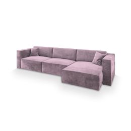 ECKSOFA TOLMO M Lila Velours-Stoff mit Schlaffunktion