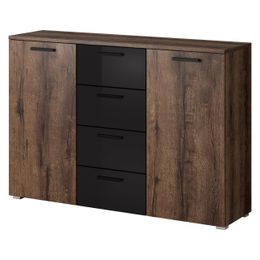 SIDEBOARD COSMICO 132/93/38 cm mit 4 Schubladen und 2 T&uuml;ren Braun