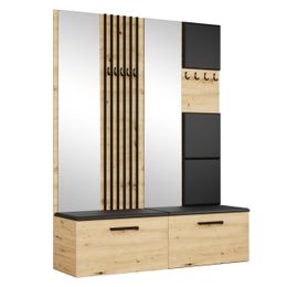 GARDEROBENSCHRANK MODULO 161,2/204/40 cm Modern Garderobe-Set Eiche Artisan