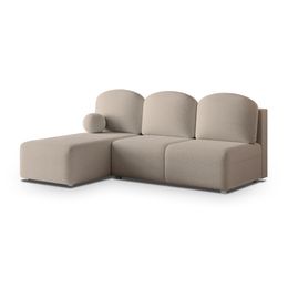 ECKSOFA TRAMA Beige Boucle-Stoff mit Schlaffunktion