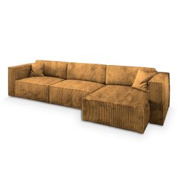 ECKSOFA TOLMO P Gelb Kordstoff mit Schlaffunktion