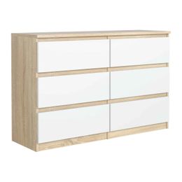KOMMODE NUDO 120/78,5/39cm mit 6 Schubladen T&uuml;ren Sonoma Eiche