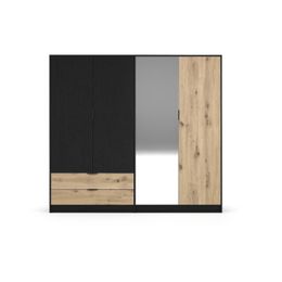 DREHT&Uuml;RENSCHRANK LAMON 220,5/203/54cm 4-t&uuml;rig mit Spiegel Graphit