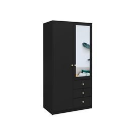 DREHT&Uuml;RENSCHRANK GALIO 100/200/57,5 cm 2-t&uuml;rig mit Spiegel Schwarz
