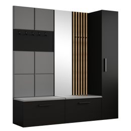 GARDEROBENSCHRANK MODULO 201,2/204/40 cm Modern Garderobe-Set Schwarz