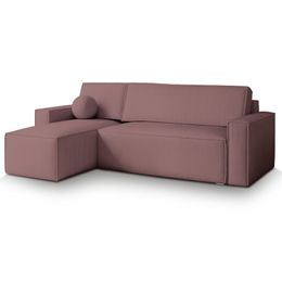 ECKSOFA RAVELO P Lila Kordstoff mit Schlaffunktion