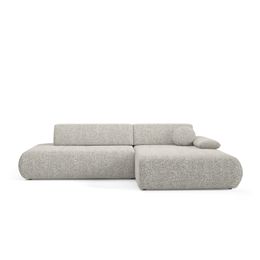 ECKSOFA DELTA R-S Grau Geflochtener Stoff mit Schlaffunktion