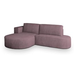 ECKSOFA CORTIO P L-S Lila Kordstoff mit Schlaffunktion