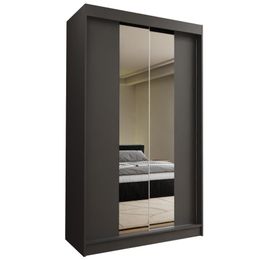 SCHWEBET&Uuml;RENSCHRANK LUCENZA 120/216/61 cm 2-t&uuml;rig mit Spiegel Grau