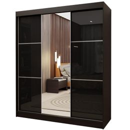 SCHWEBET&Uuml;RENSCHRANK VITALE 180/216/61 cm 3-t&uuml;rig mit Spiegel Schwarz