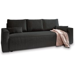 BETTSOFA MENI Schwarz Kordstoff mit Schlaffunktion