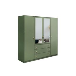 DREHT&Uuml;RENSCHRANK GALIO 196/200/57,5 cm 4-t&uuml;rig mit Spiegel Gr&uuml;n