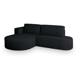 ECKSOFA CORTIO P L-S Schwarz Kordstoff mit Schlaffunktion