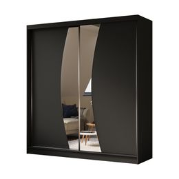 SCHWEBET&Uuml;RENSCHRANK VOCE 200/216/61 cm 2-t&uuml;rig mit Spiegel Schwarz
