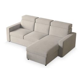 ECKSOFA PADWA Creme Kordstoff mit Schlaffunktion