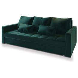 BETTSOFA SIRO Gr&uuml;n Pl&uuml;sch-Stoff mit Schlaffunktion