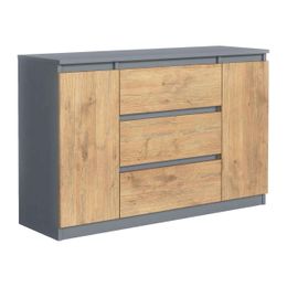 KOMMODE NUDO 120/78,5/39cm mit 3 Schubladen 2 T&uuml;ren Anthrazit