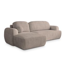 ECKSOFA MODENZA P L-S Beige Kordstoff mit Schlaffunktion
