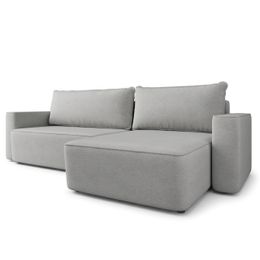 ECKSOFA BELARO CL Hellgrau Samtstoff mit Schlaffunktion