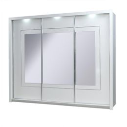 SCHWEBET&Uuml;RENSCHRANK ELDRI 208/212,5/67cm 3-t&uuml;rig mit Spiegel Wei&szlig;