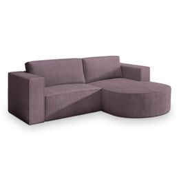 ECKSOFA SORELA P R-S Lila Kordstoff mit Schlaffunktion