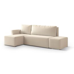 ECKSOFA VELOTTI L-S Creme Boucle-Stoff mit Schlaffunktion