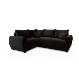 ECKSOFA MADISON L L-S Schwarz D&uuml;nner Stoff mit Schlaffunktion