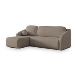 ECKSOFA MARELLO Braun Geflochtener Stoff mit Schlaffunktion