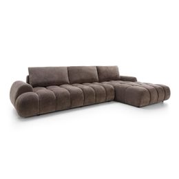ECKSOFA GARDA Braun Chenille mit Schlaffunktion