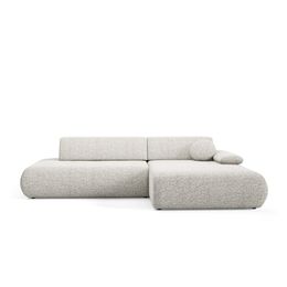 ECKSOFA DELTA R-S Hellgrau Geflochtener Stoff mit Schlaffunktion