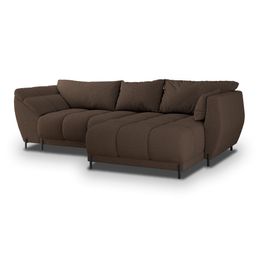 ECKSOFA VESTANO R-S Braun Boucle-Stoff mit Schlaffunktion