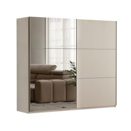SCHWEBET&Uuml;RENSCHRANK IVERN 151/215/65 cm 2-t&uuml;rig mit Spiegel Beige