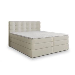 BOXSPRINGBETT AREZI 160x200 cm mit Matratze und Topper - Creme