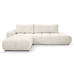 ECKSOFA DUCA L-S Creme Boucle-Stoff mit Schlaffunktion