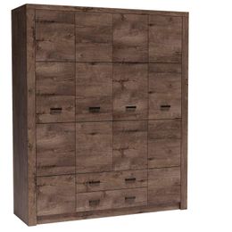 DREHT&Uuml;RENSCHRANK ZERI 178/214/58 cm 4-t&uuml;rig Braun