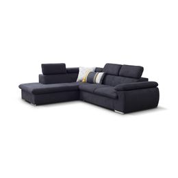 ECKSOFA SACRO Braun Pl&uuml;sch-Stoff mit Schlaffunktion