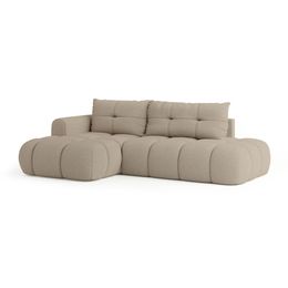 ECKSOFA FLUMA L-S Beige Boucle-Stoff mit Schlaffunktion