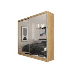 SCHWEBET&Uuml;RENSCHRANK FIORELLA 200/216/61 cm 2-t&uuml;rig mit Spiegel Eiche Artisan