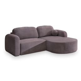 ECKSOFA AMILIA M R-S Lila Velours-Stoff mit Schlaffunktion