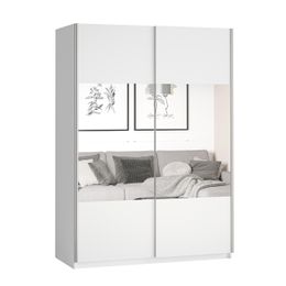 SCHWEBET&Uuml;RENSCHRANK BETTINA 120/210/61 cm 2-t&uuml;rig mit Spiegel Wei&szlig;