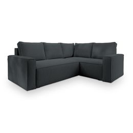 ECKSOFA ESTANO R-S Graphitfarben Kordstoff mit Schlaffunktion