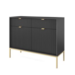 KOMMODE STELLARE 104/83/39 cm mit 2 Schubladen 2 T&uuml;ren Schwarz