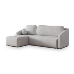 ECKSOFA MARELLO Hellgrau Geflochtener Stoff mit Schlaffunktion