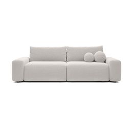 BETTSOFA RUOTA Grau Bucle-Stoff mit Schlaffunktion